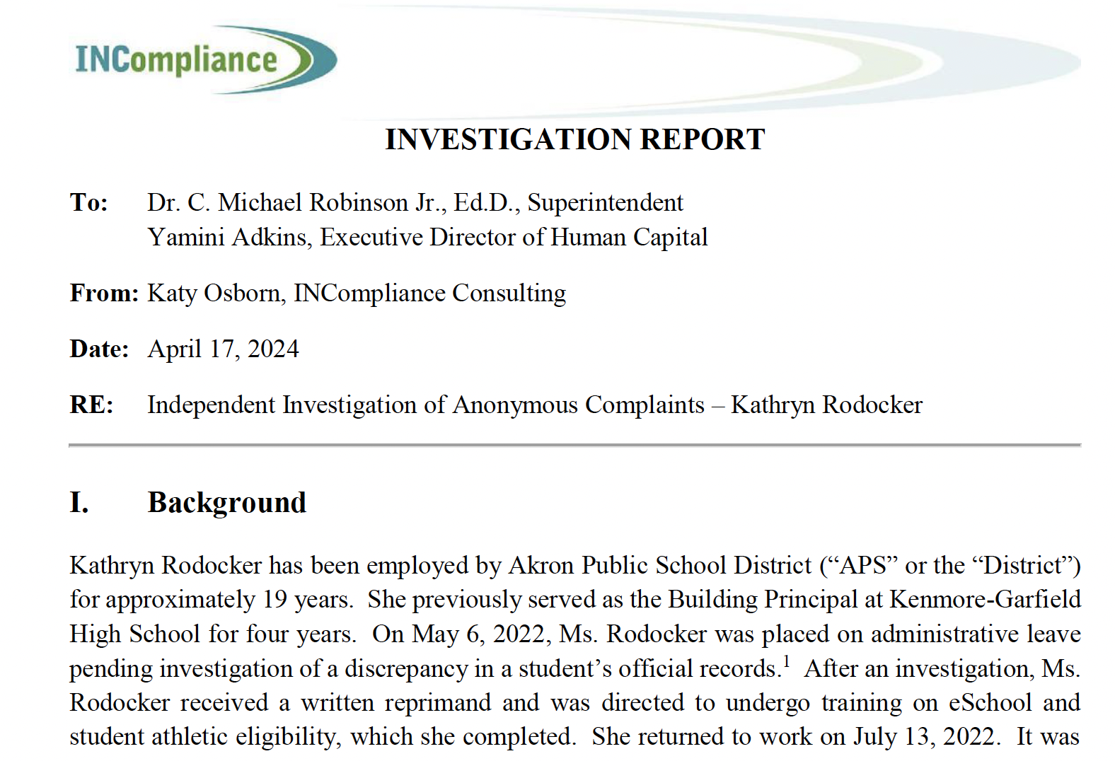 Read the report that clears North High School principal - Signal Akron